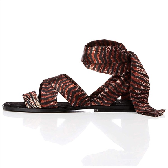 find | Shoes | Womens Satin Tie Up Flat Sandal Shoes Animal Print Tiger ...